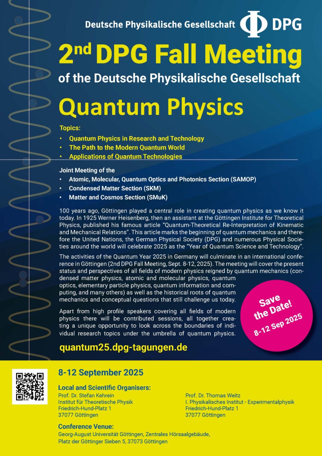 Second DPG Fall Meeting: 100 Years of Quantum Physics - IYQ 2025